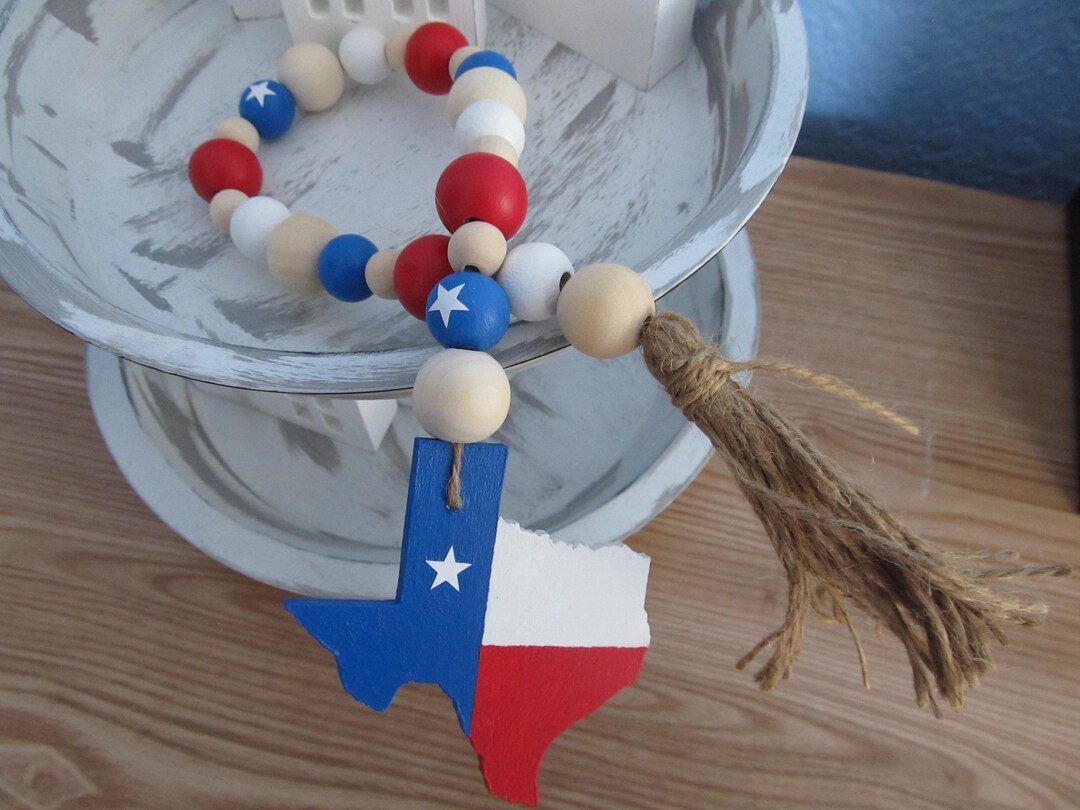 Texas Wood Bead Garland: State Flag Colors, Tiered Tray Decor - Etsy