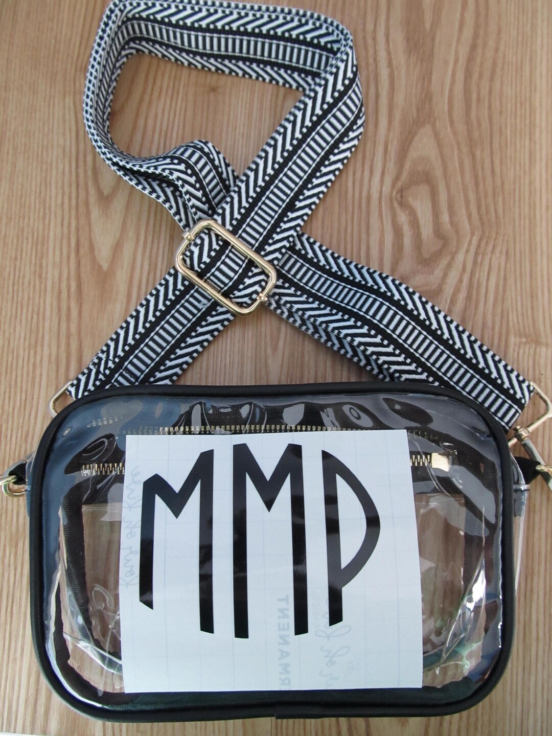 Personalized Clear Stadium Crossbody Bag: 3 Initials, Adjustable Strap ...