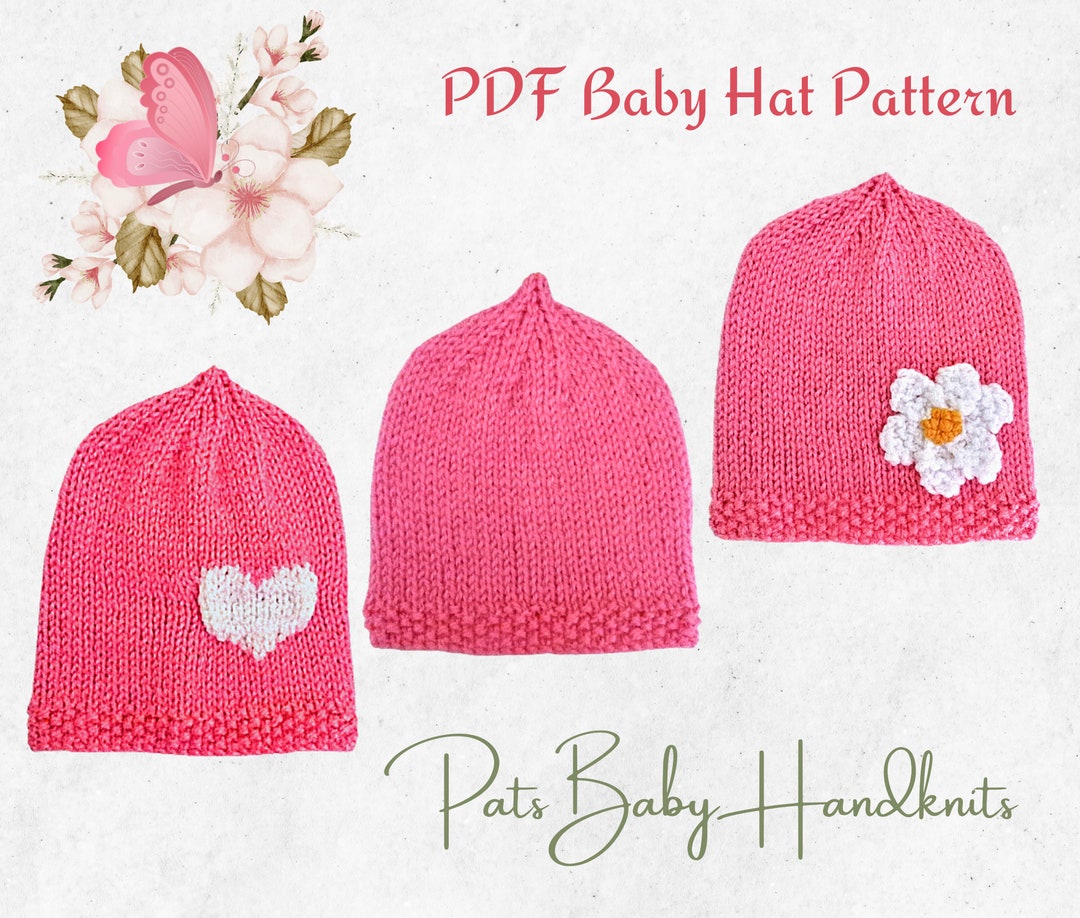 Baby Hat Knitting Pattern, PDF Digital Download, 3 Sizes and 3 Designs ...