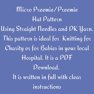 Micro Preemie/preemie Baby Hat Pattern, PDF Digital Download, Written ...