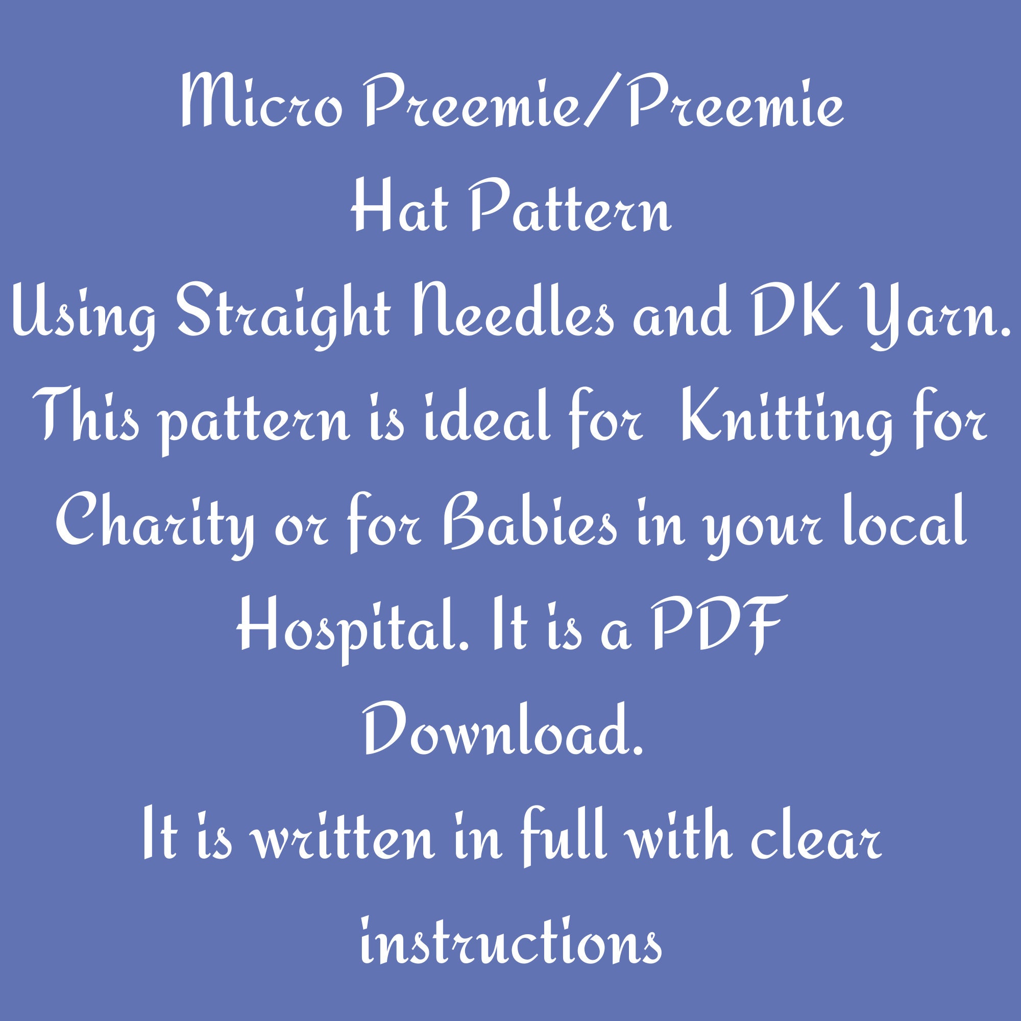 Micro Preemie/preemie Baby Hat Pattern, PDF Digital Download, Written ...