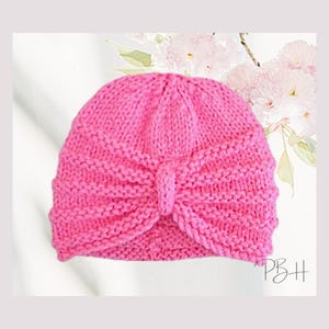 Baby Turban Hat Knitting Patterns, 2 Designs, Newborn to 12 Months (PDF ...