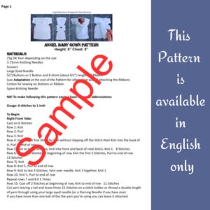 ANGEL BABY Knitting Pattern, PDF Download, Gown Pattern for Babies Born ...