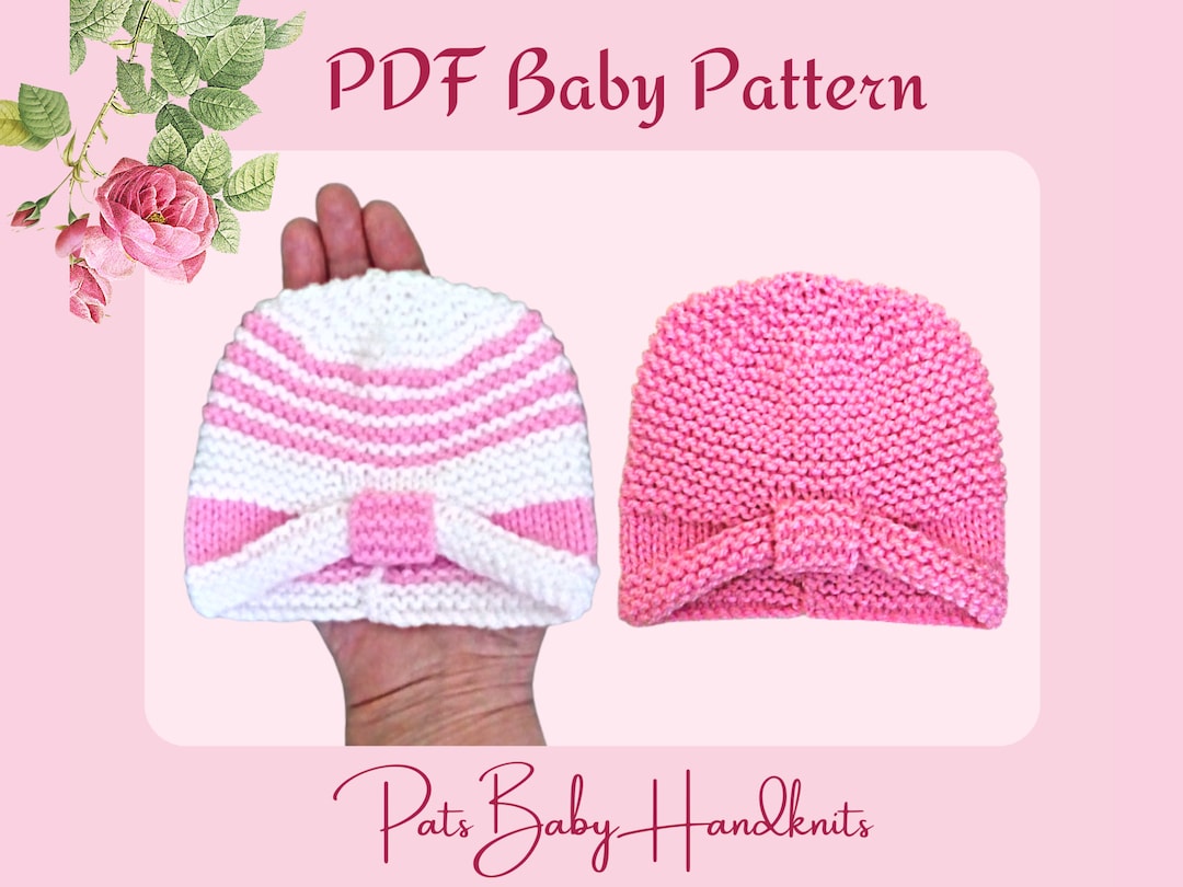 BABY Turban Hat Knitting Pattern, PDF Download, Skill Level: Easy ...