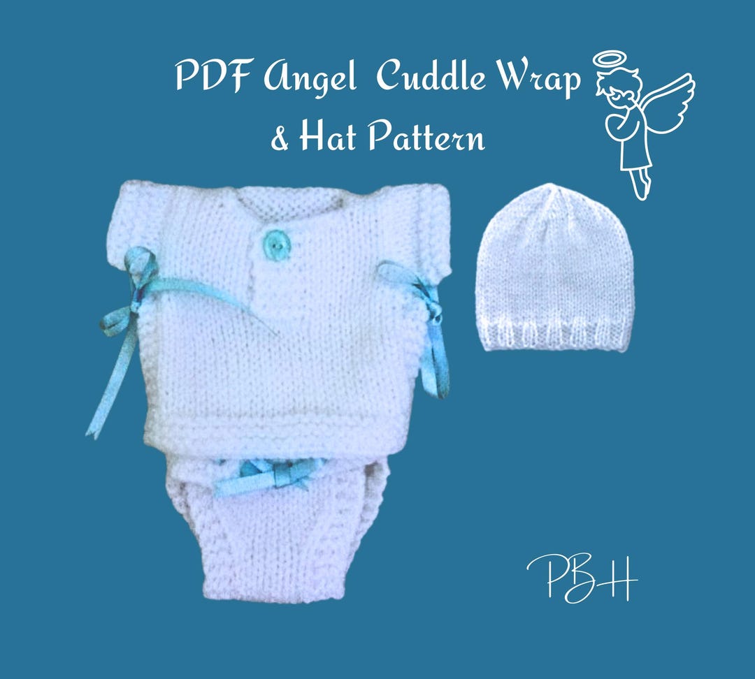 Knitting Pattern for Angel Baby Wrap and Hat, PDF Download, Charity ...