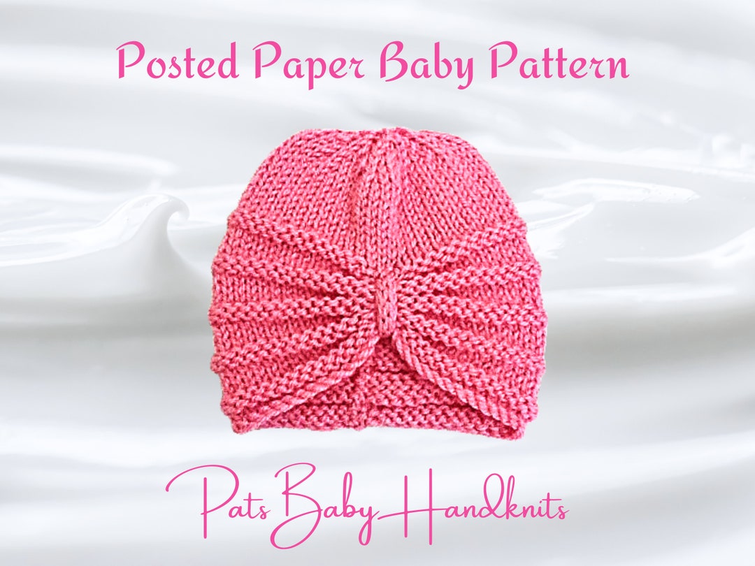 BABY Hat Knitting Pattern, Turban Pattern Printed on Paper and Posted ...