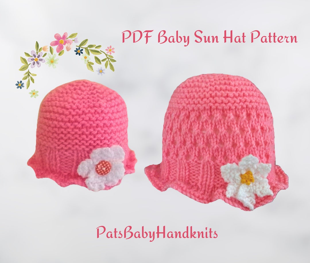Baby HAT PATTERN Flower Applique PDF Download 3 Sizes Preemie/newborn ...
