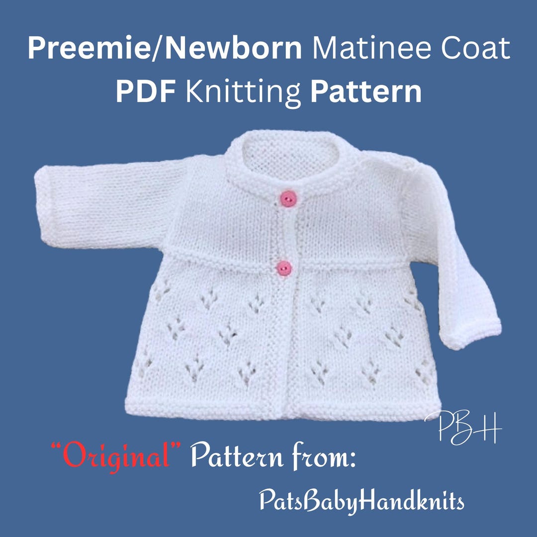 BABY Matinee Coat Knitting PATTERN, PDF Download, 2 Sizes 14,16" Chest ...