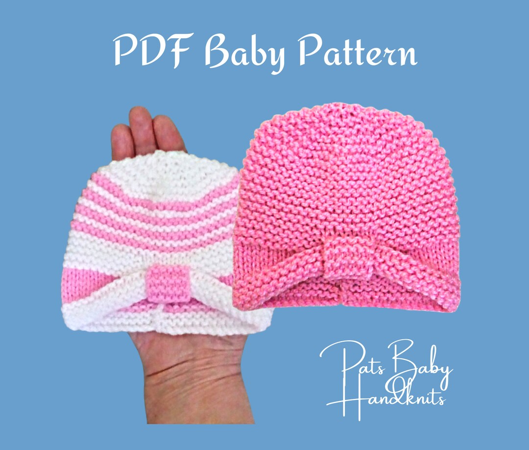 BABY Turban Hat Knitting Pattern, PDF Download, Skill Level: Easy ...