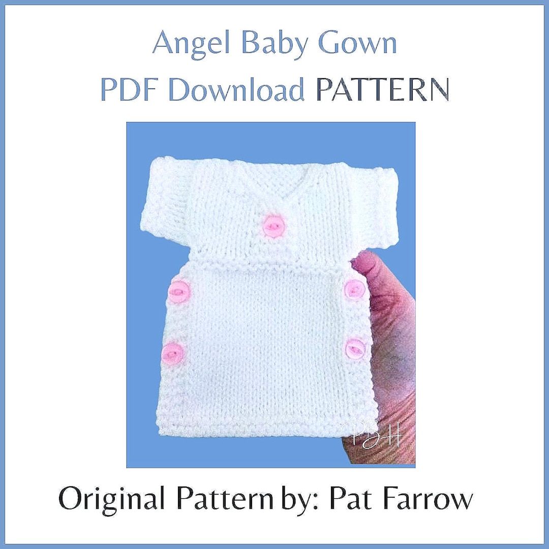 ANGEL BABY Knitting Pattern, PDF Download, Gown Pattern for Babies Born ...