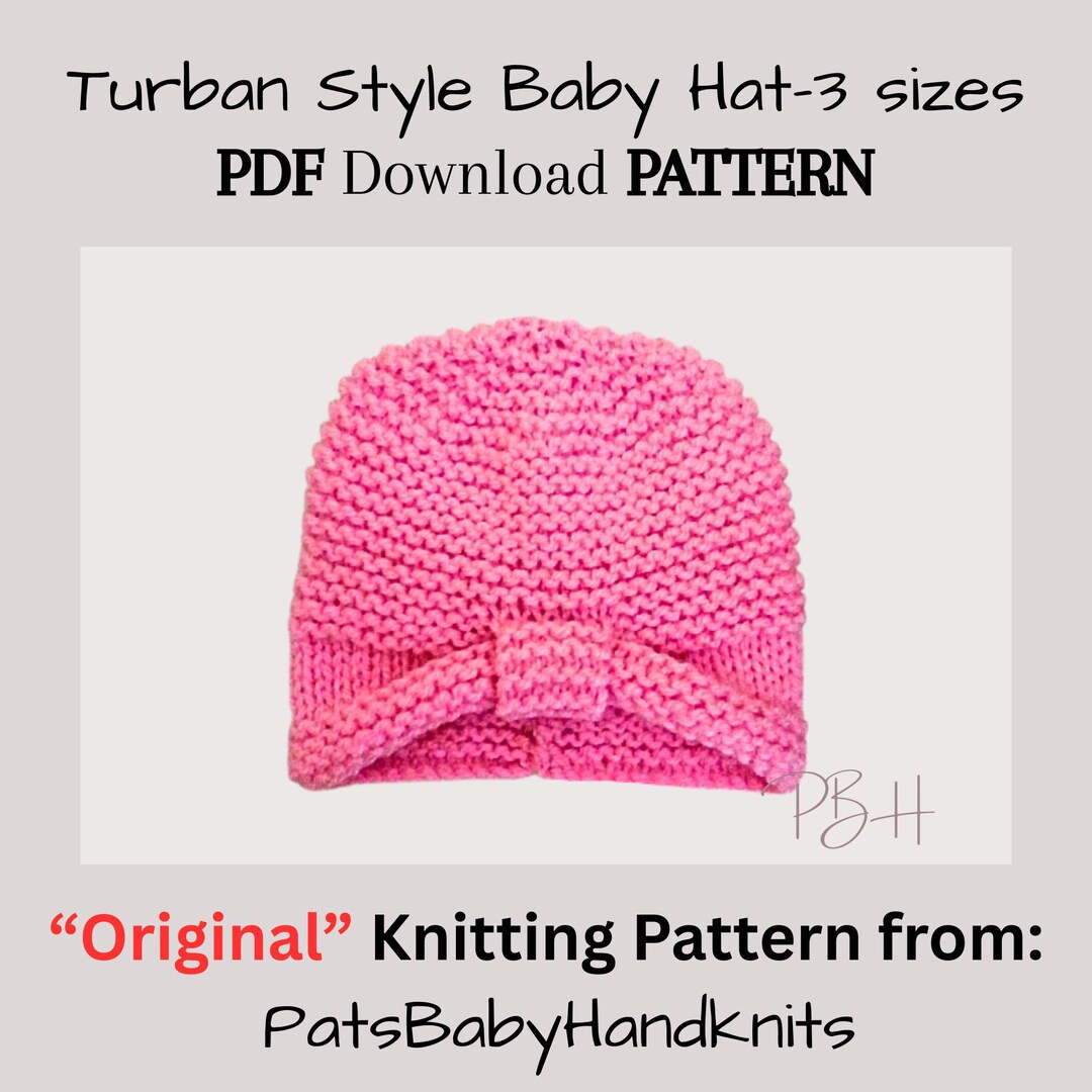 BABY Turban Hat Knitting Pattern, PDF Download, Skill Level: Easy ...