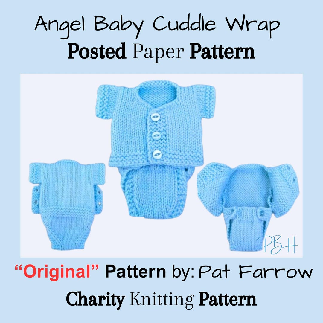 Printed Paper Knitting Pattern for Angel Baby Wrap, Paper Pattern ...
