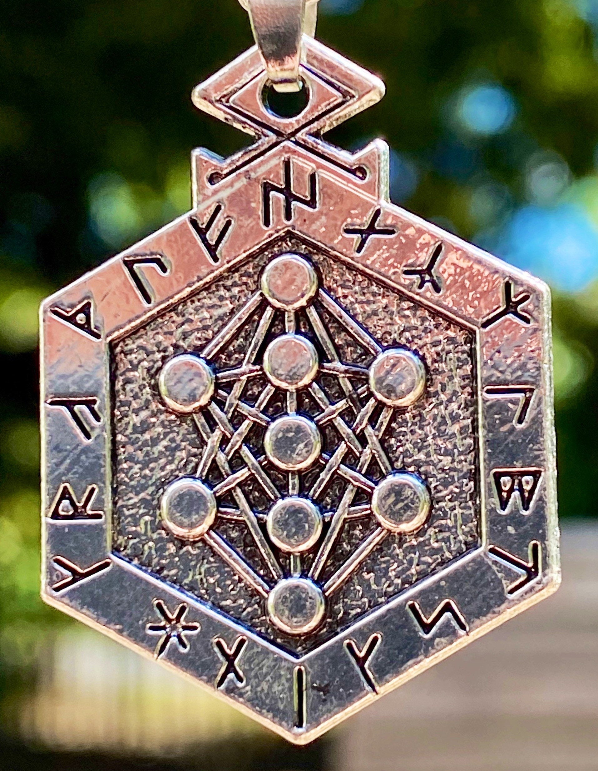 Viking Celtic Silver Plate Rune Stone Protection Pendant | Etsy