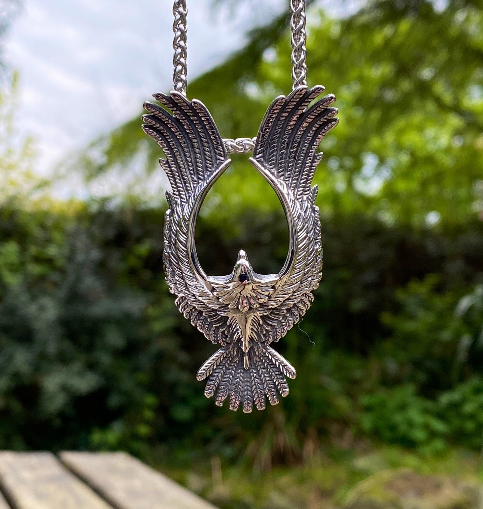 Large Stunning Stainless Steel Raven Pendant Necklace - Etsy