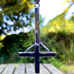 Large Stainless Steel Inverted Cross Pendant Necklace - Etsy