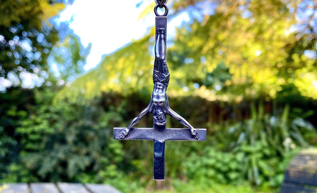 Large Stainless Steel Inverted Cross Pendant Necklace - Etsy
