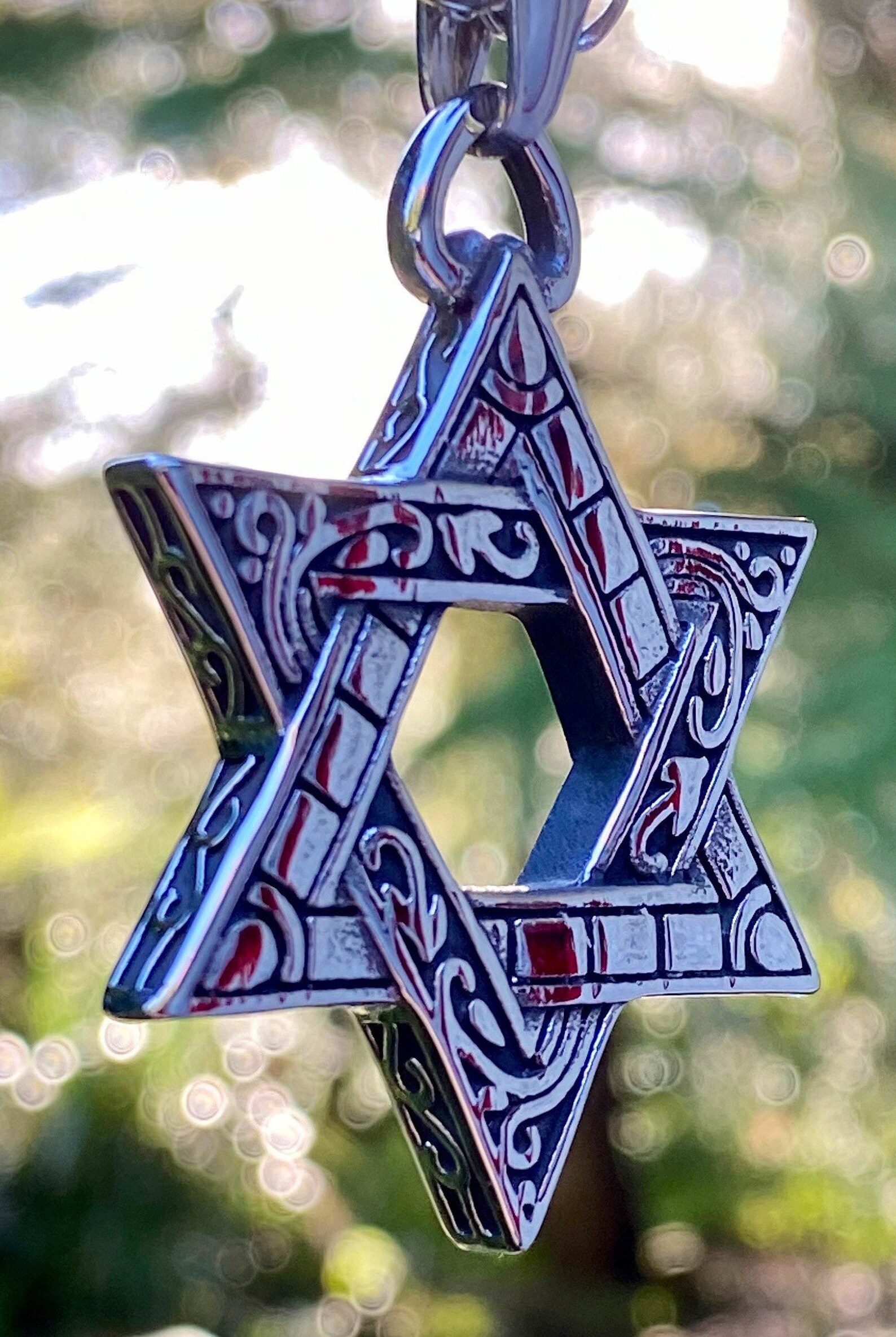 Large and Heavy Steel Star of David Pendant Necklace - Etsy UK