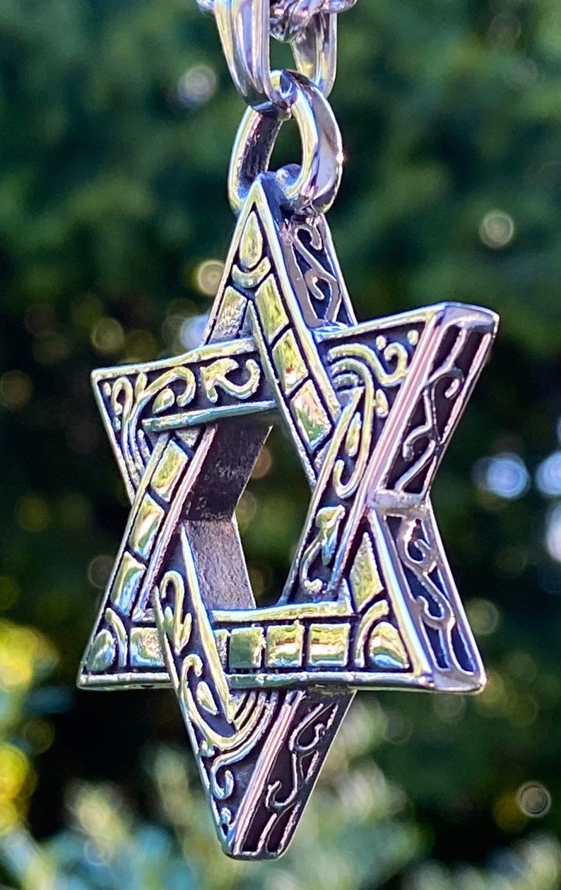 Large and Heavy Steel Star of David Pendant Necklace - Etsy UK