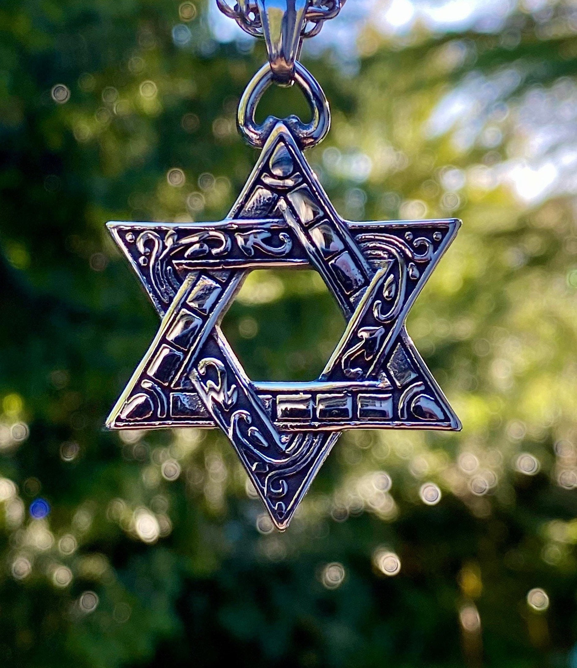 Large and Heavy Steel Star of David Pendant Necklace - Etsy UK