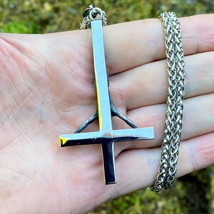 Large Stainless Steel Inverted Cross Pendant Necklace - Etsy