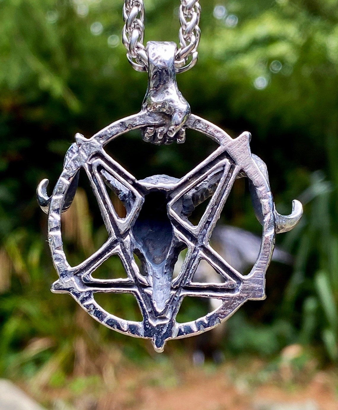 Large Heavy Stainless Steel Pentagram and Ram Skull Pendant - Etsy