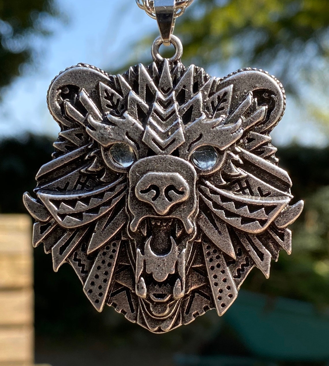 Large Bear Pendant Necklace - Etsy UK