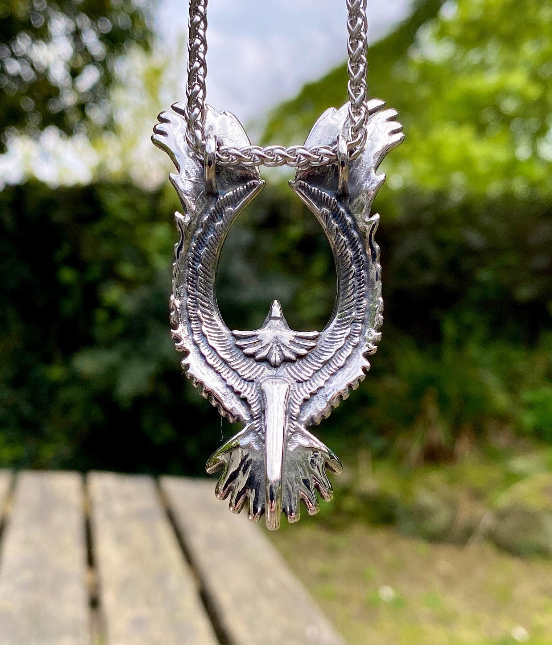 Large Stunning Stainless Steel Raven Pendant Necklace - Etsy
