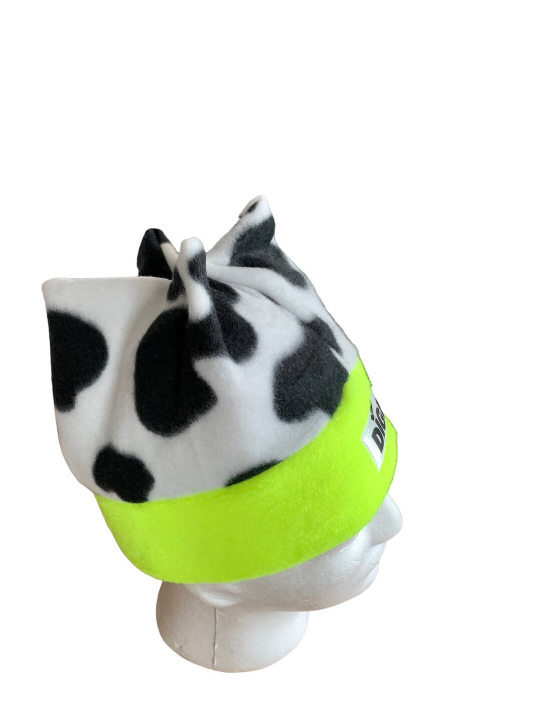 Neon Chartreuse Bottom With Cow Print Top Retro Four Peaks Hat - Etsy