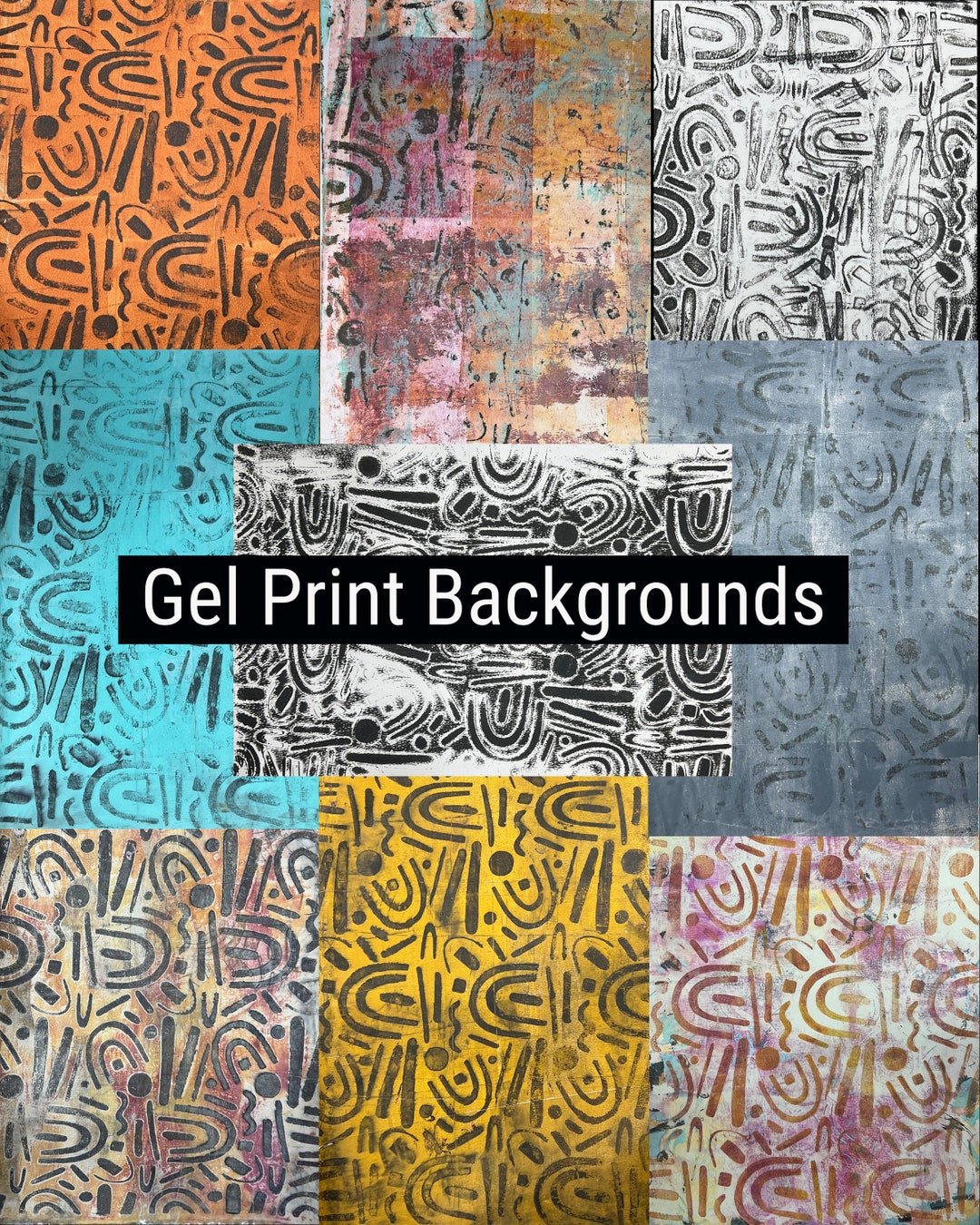 Gel Prints, Gel Print Backgrounds, Art Journal Backgrounds, Collage ...
