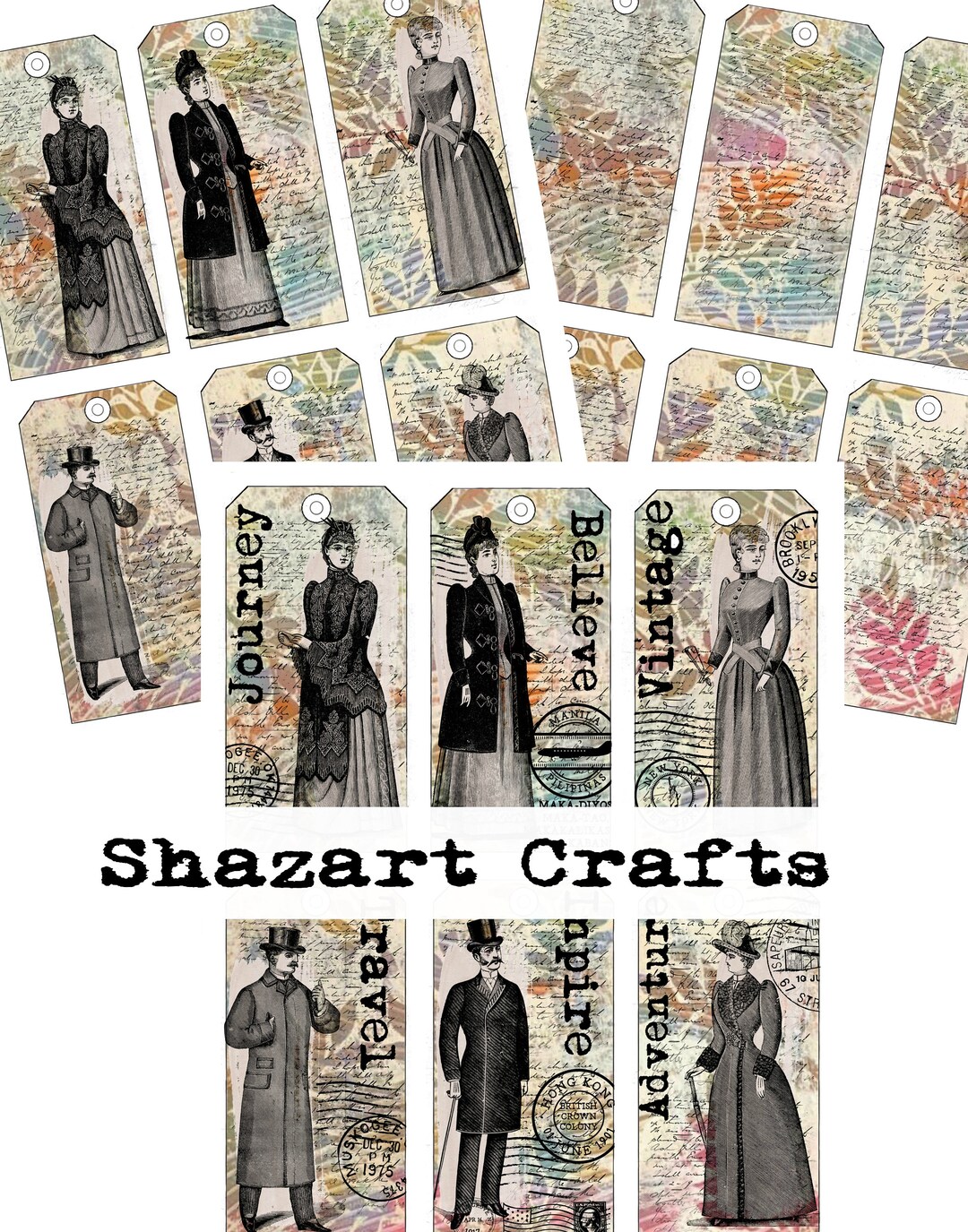 Vintage Gentleman & Lady Tags, Printable Download , Vintage Ephemera ...
