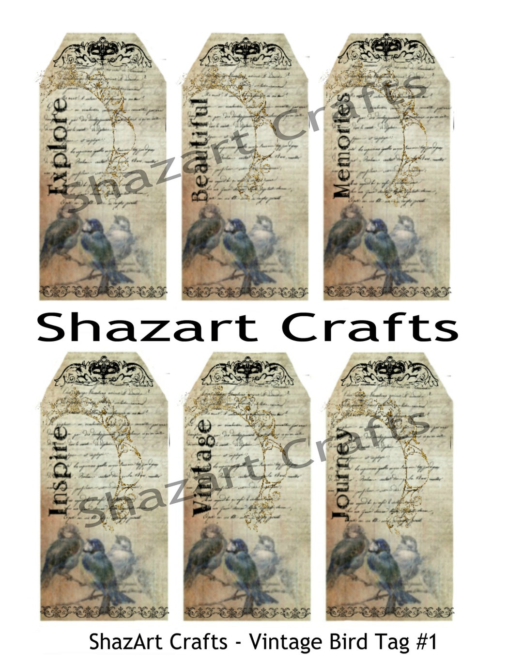 Vintage Bird Tags Ephemera Scrapbooking Junk Journals Embellishment ...