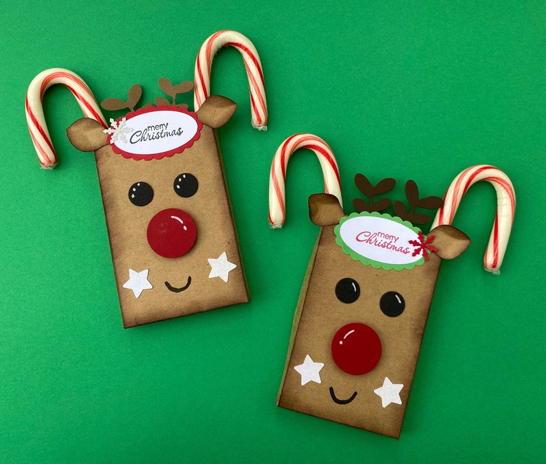 2 Reindeer Boxes With Candy Canes Stocking Stuffer - Etsy
