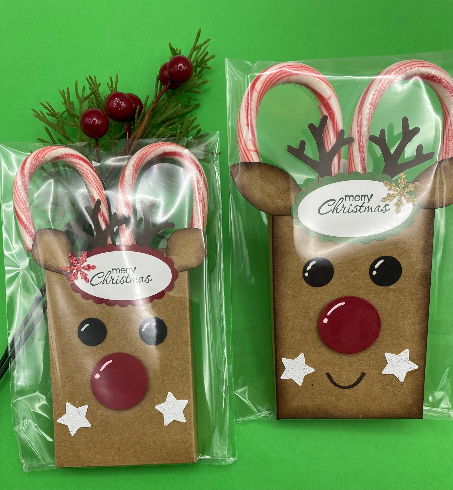 2 Reindeer Boxes With Candy Canes, Stocking Stuffer, Christmas, School ...