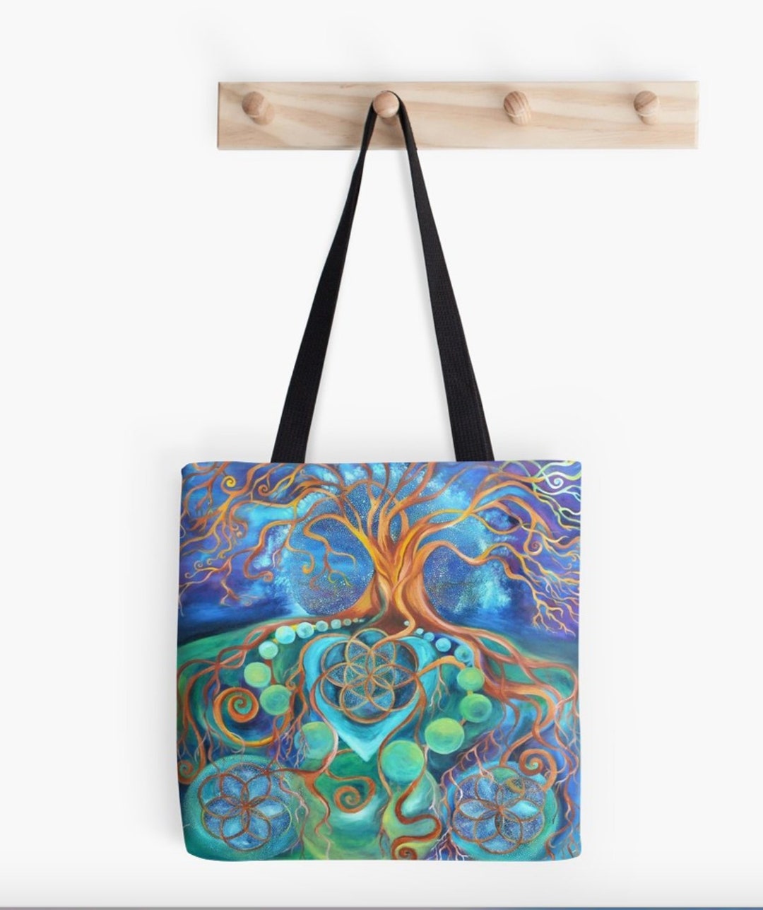 Tree of Life Tote Bag, Tree Tote Bag, Art Tote Bag, Sacred Geometry ...