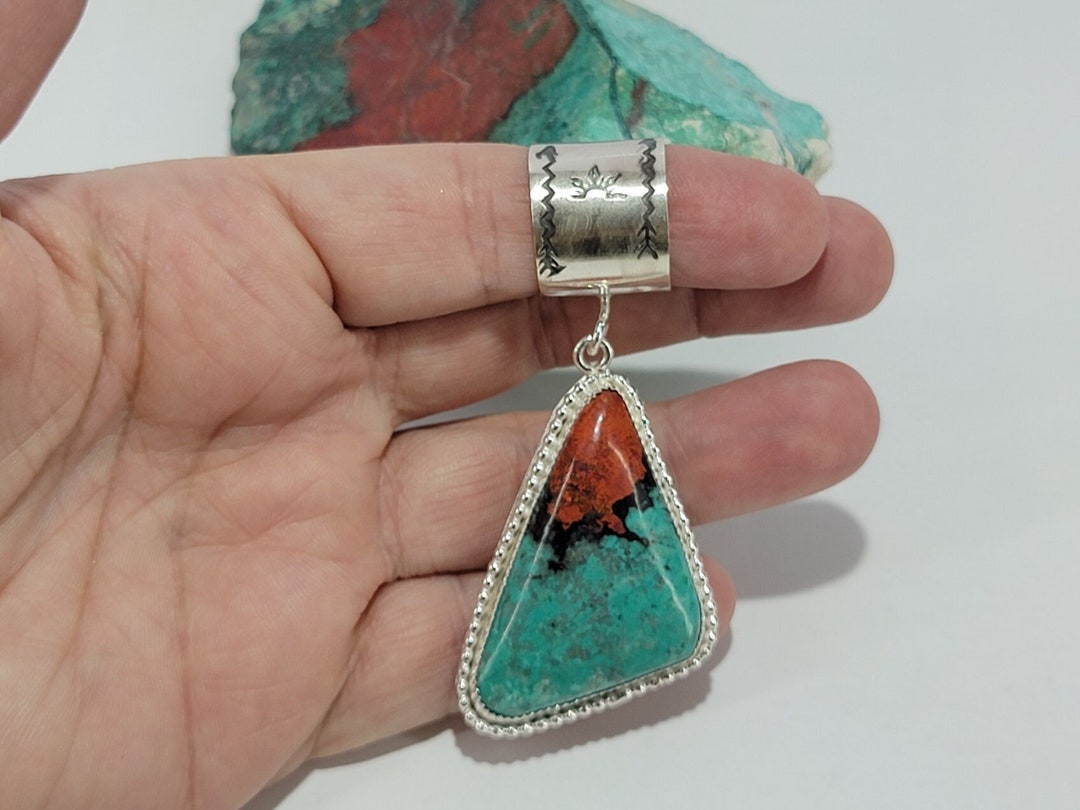 Unique Gift, Sonoran Sunrise Pendant, Natural Chrysocolla Cuprite Stone ...