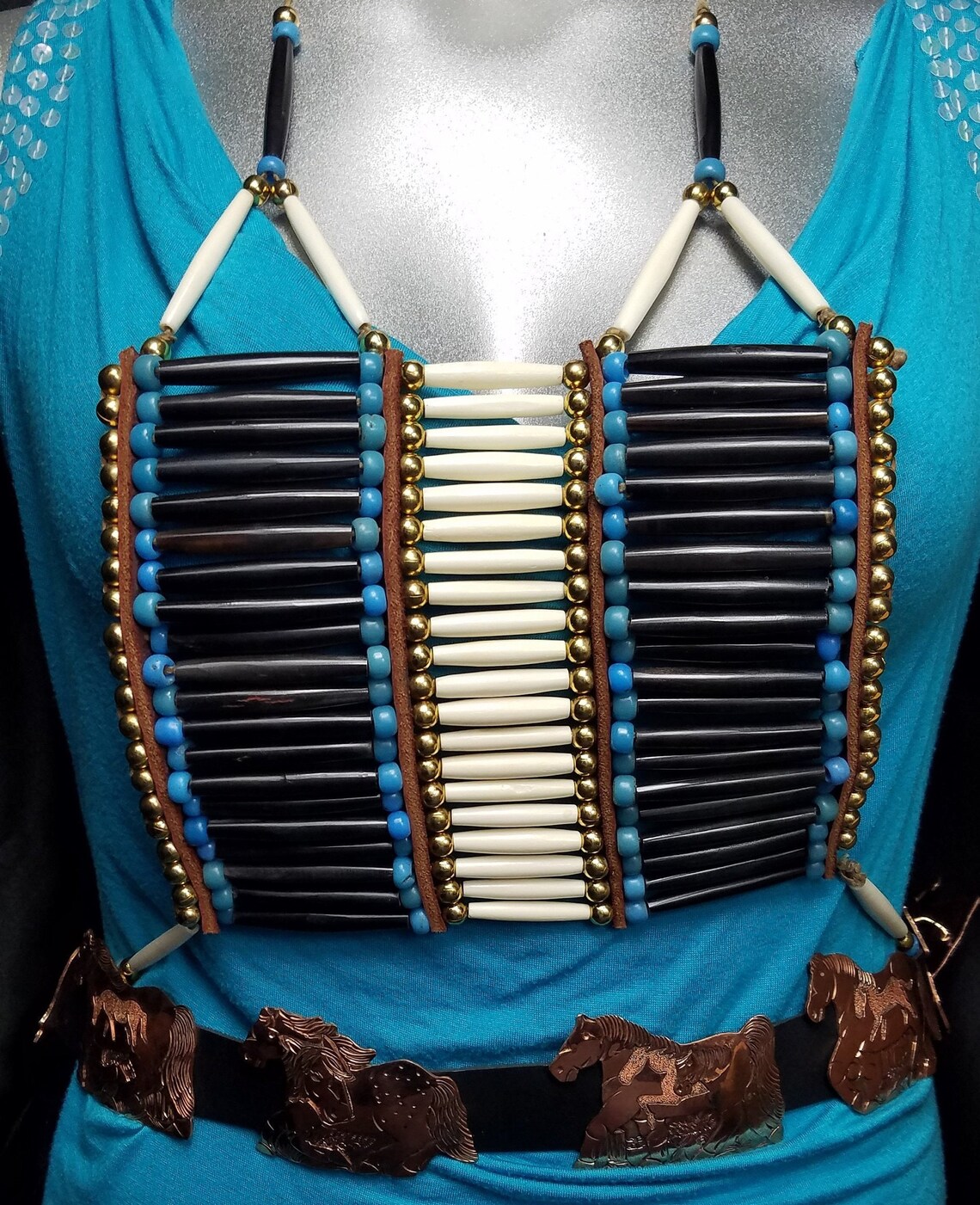 Native American Chest Plate Beaded Bib Necklace Ceremonial | Etsy