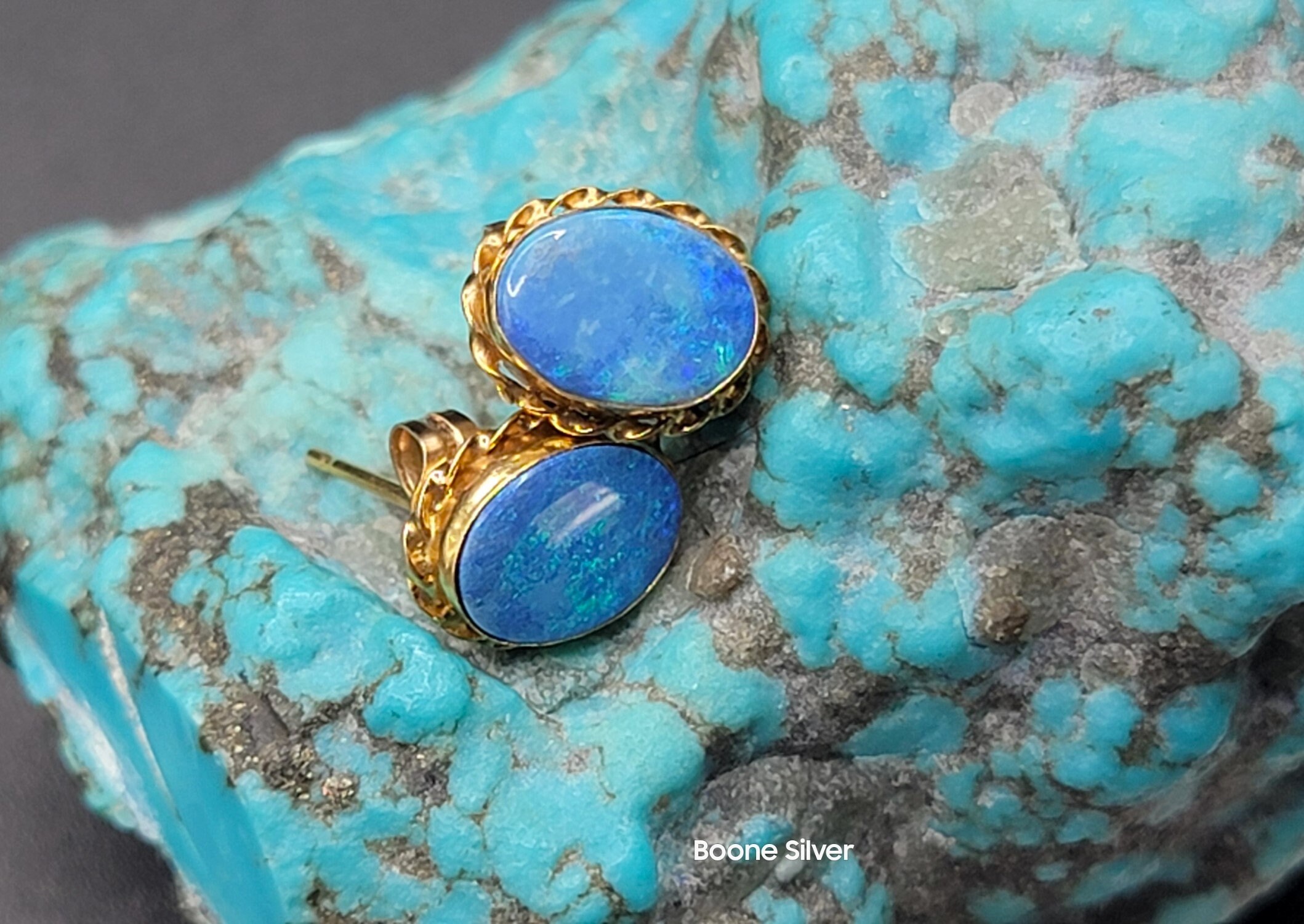14K Gold Boulder Opal Earrings: Authentic Australian Opal Doublet - Etsy