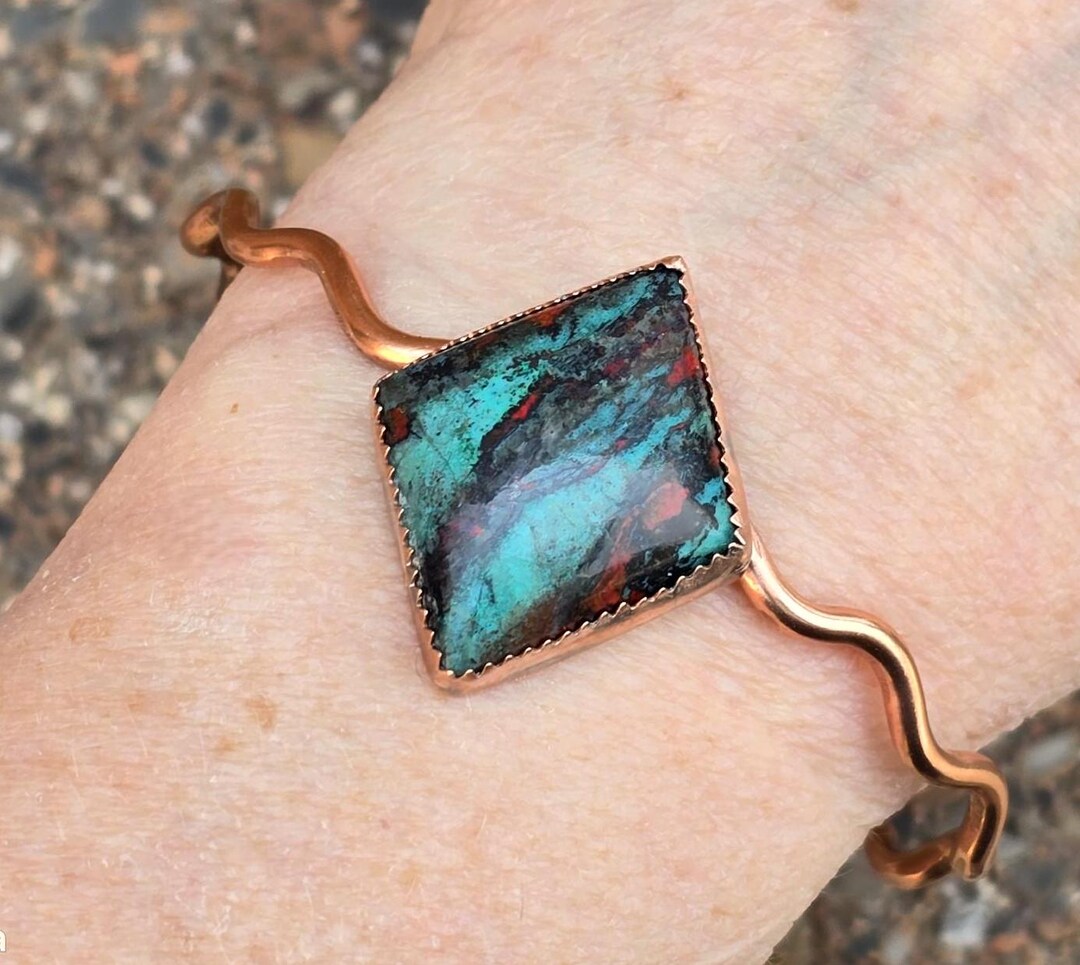 Copper Stacker Cuff Sonoran Sunrise Gemstone Hand Made Small Bracelet ...