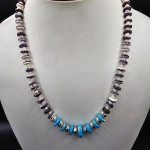 Wampum Beaded Necklace, Handmade Jewelry Gift, Purple Wampum Cherokee ...