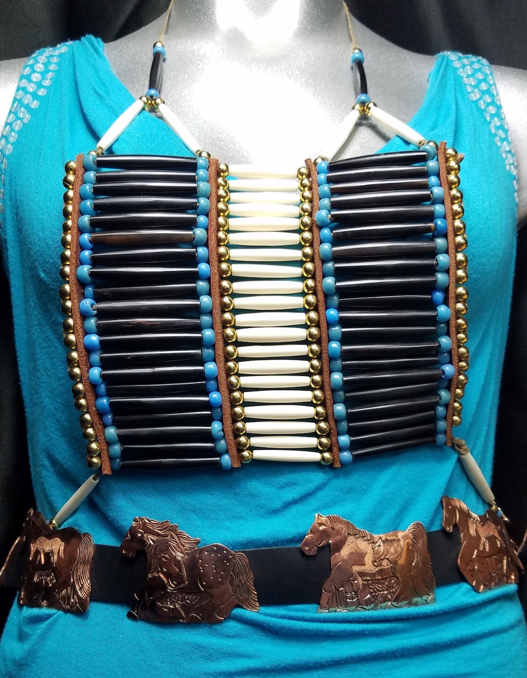 Native American Chest Plate, Beaded Bib Necklace, Ceremonial ...