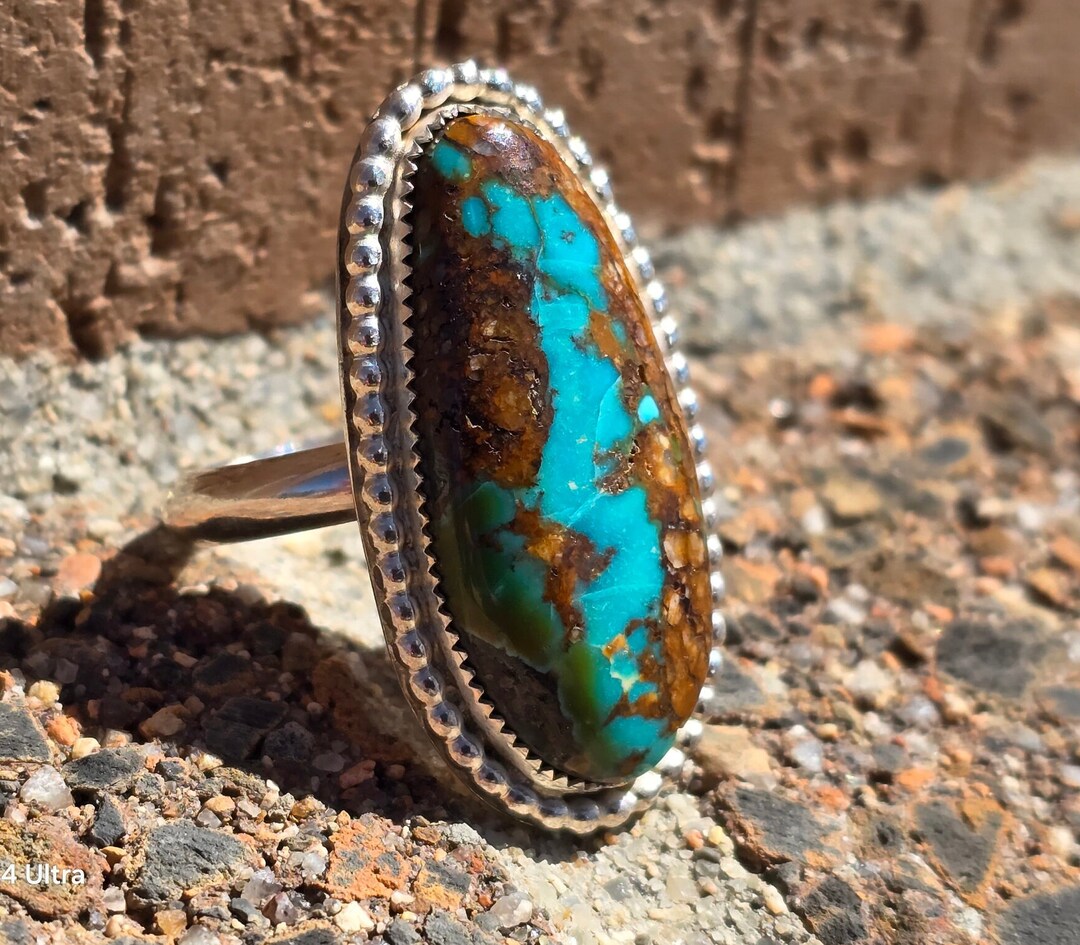 Ribbon Turquoise Ring, Natural Turquoise Jewelry, Royston Ribbon ...