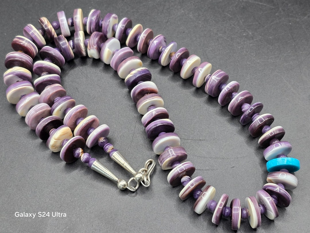 Purple Seashell Necklace, Jewelry for Men, Artisan Made Sterling Silver ...
