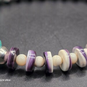 Wampum Beaded Necklace, Handmade Jewelry Gift, Purple Wampum Cherokee ...