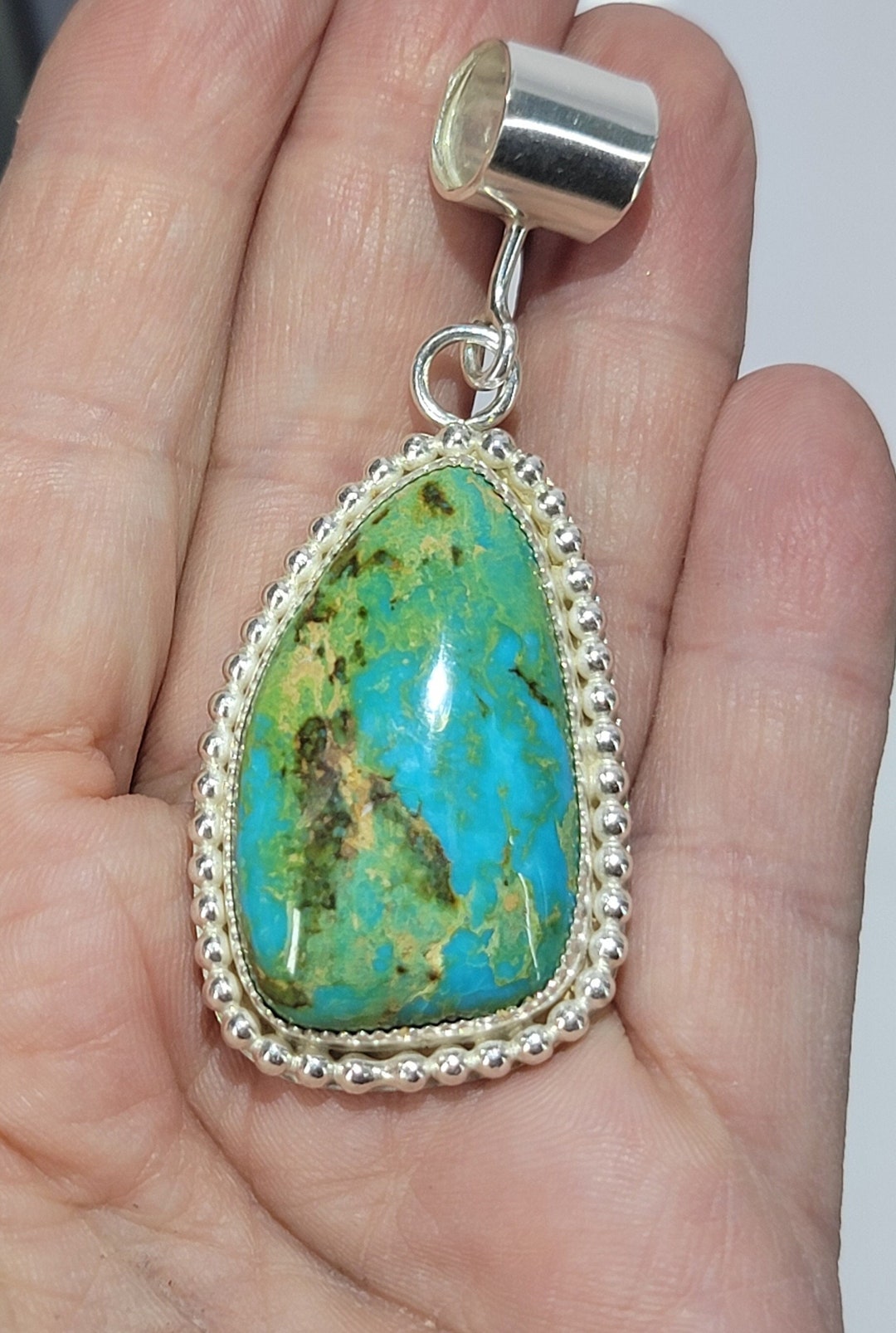 Large Turquoise Pendant, Untreated Turquoise, Natural Cripple Creek ...