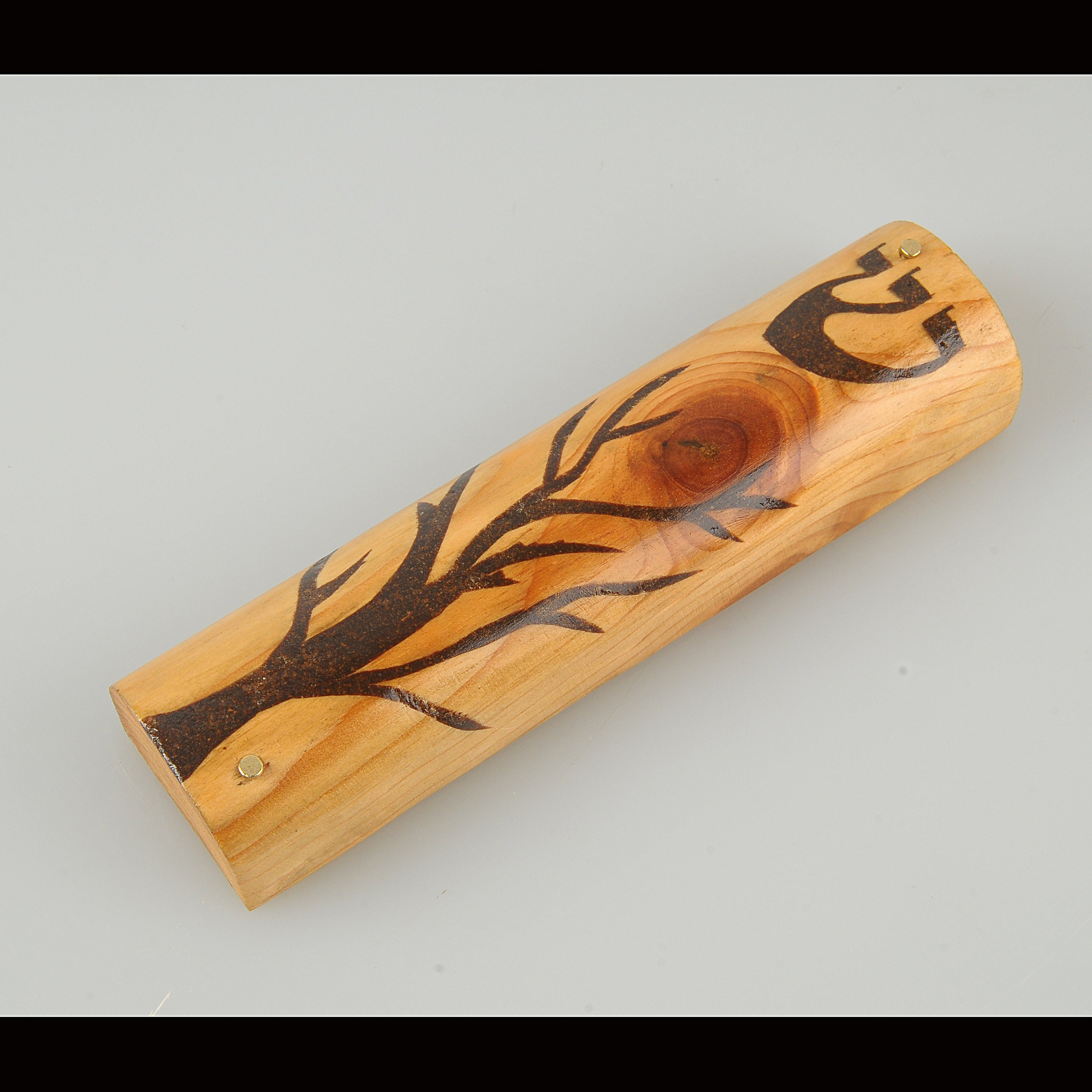 Sun and Tree Wood Carving Hand Crafted Pine Wood Mezuzot, Handmade ...