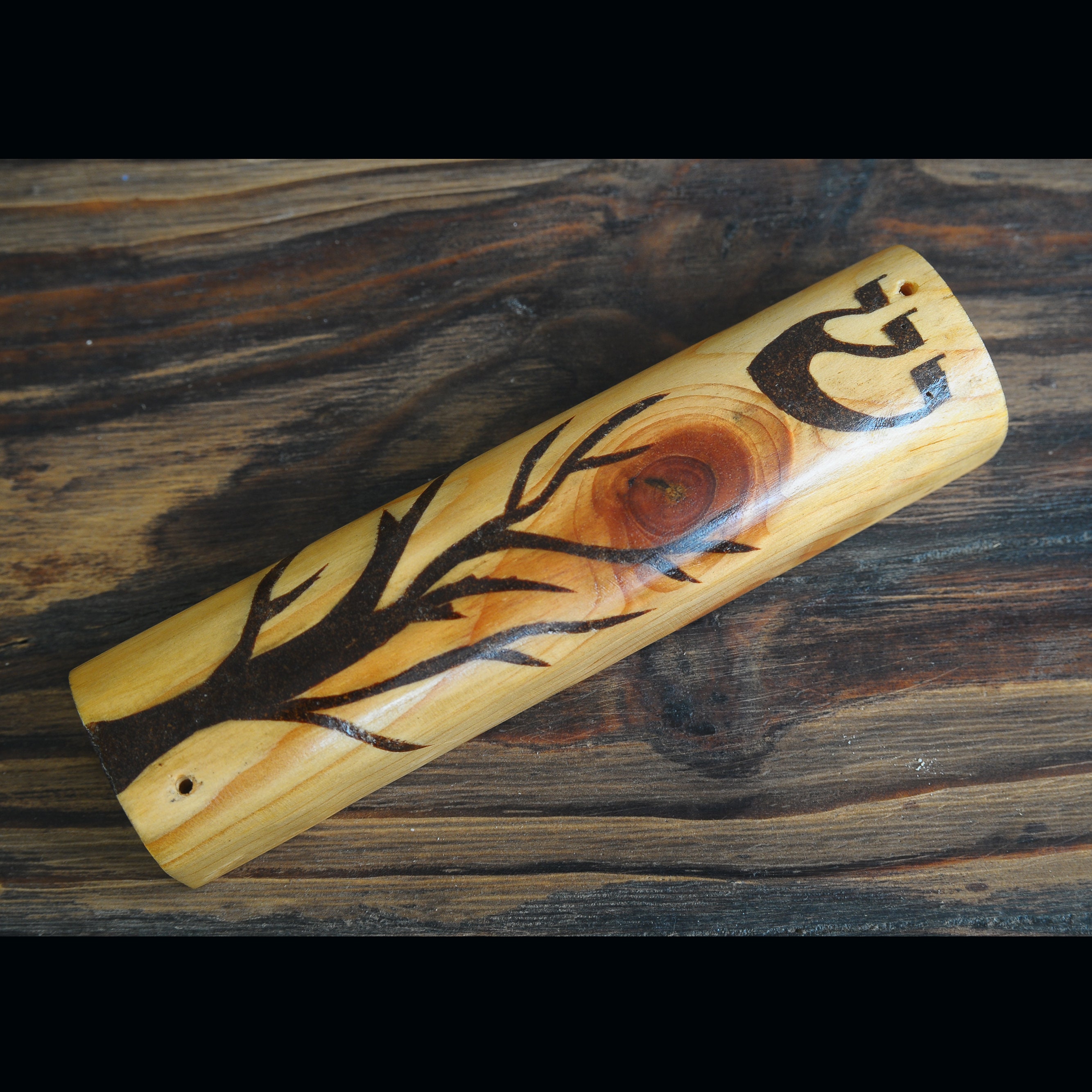 Sun and Tree Wood Carving Hand Crafted Pine Wood Mezuzot, Handmade ...