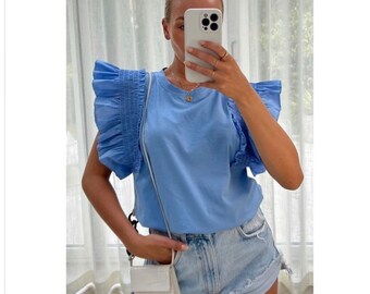 Ruffle Arm Jumpsuit - Etsy