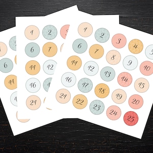 Printable Christmas Stickers, Advent Calendar Tags, Advent Calendar ...