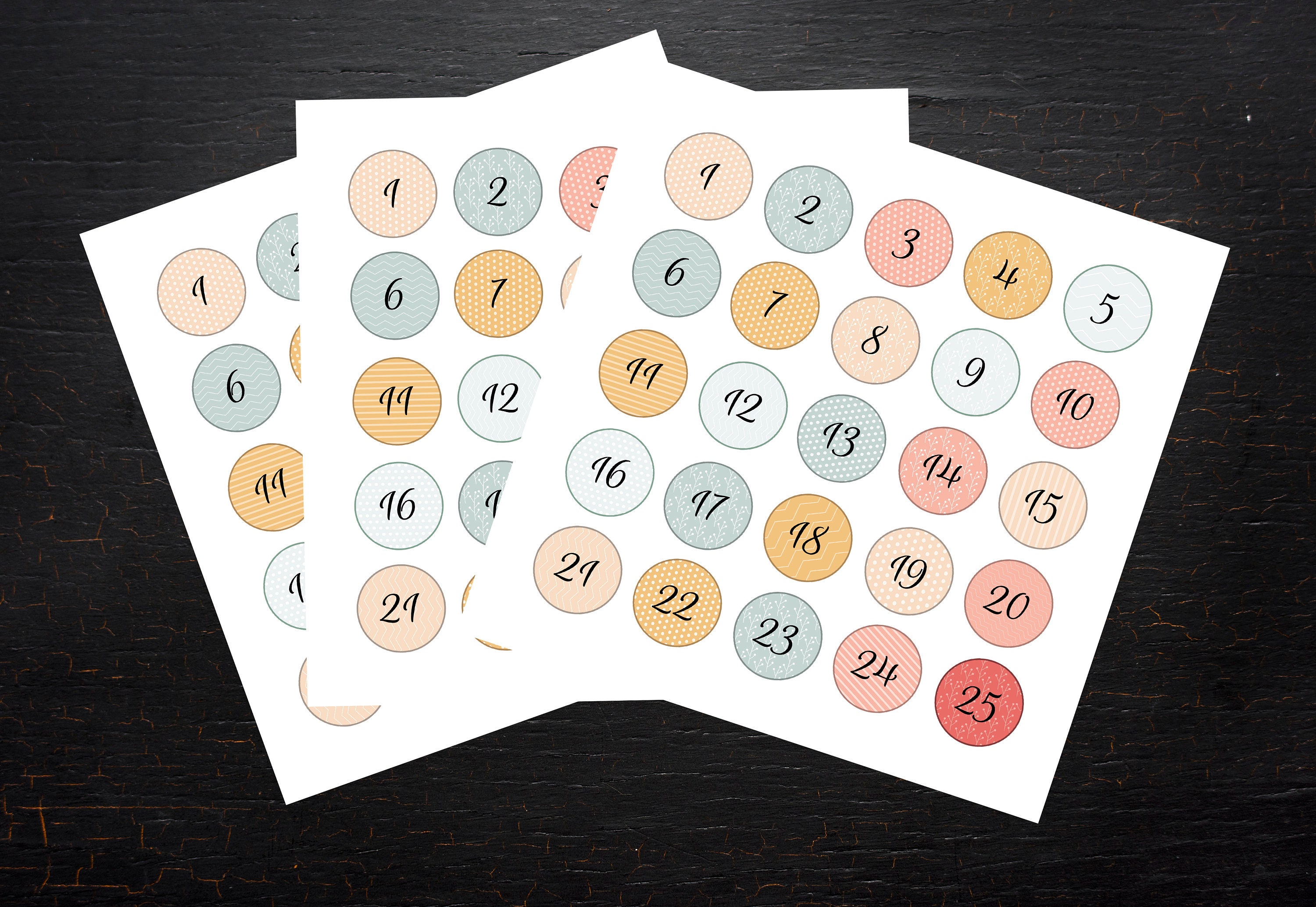 Printable Christmas Stickers, Advent Calendar Tags, Advent Calendar ...