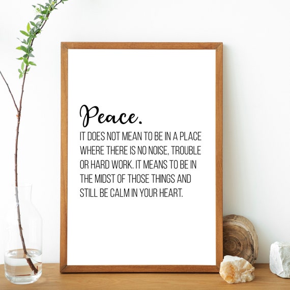 Printable peace Poster Printable Typography Art | Etsy